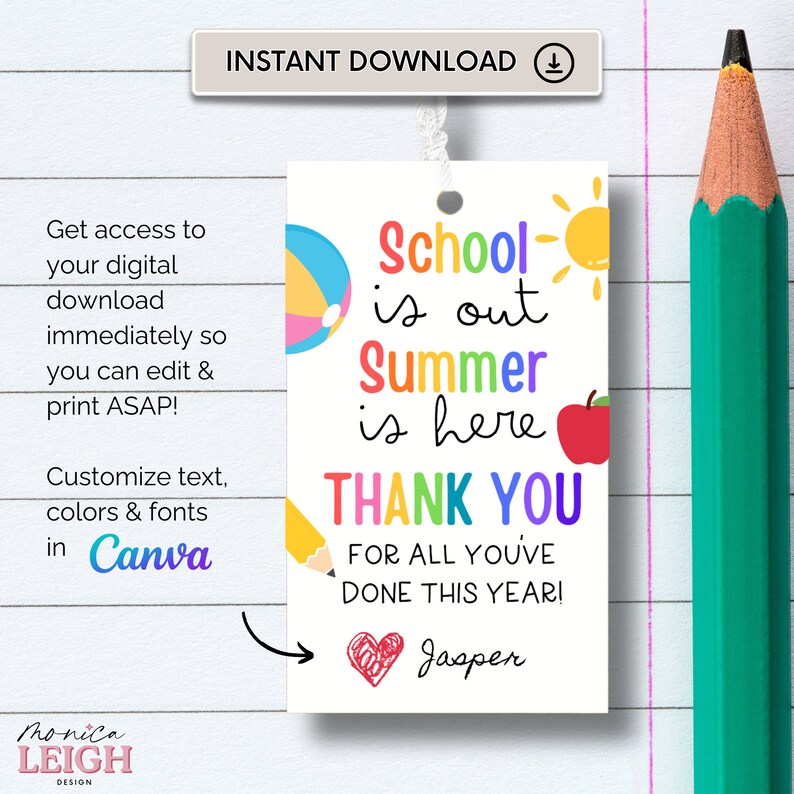 Last Day of School Gift Teacher Appreciation Thank You Gift End of ...
