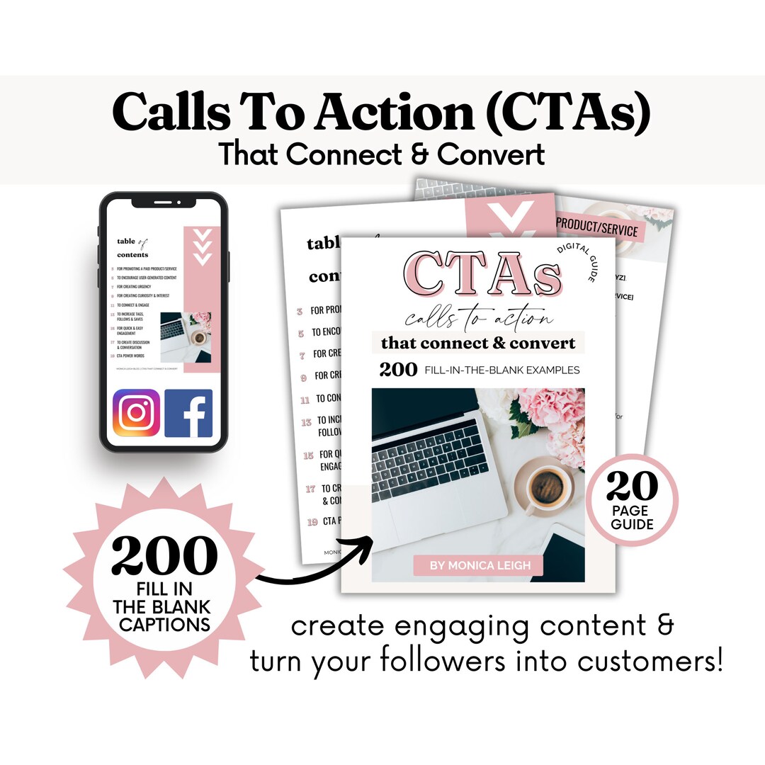 Call to Action Guide Done for You Captions Social Media Engagement Fill ...