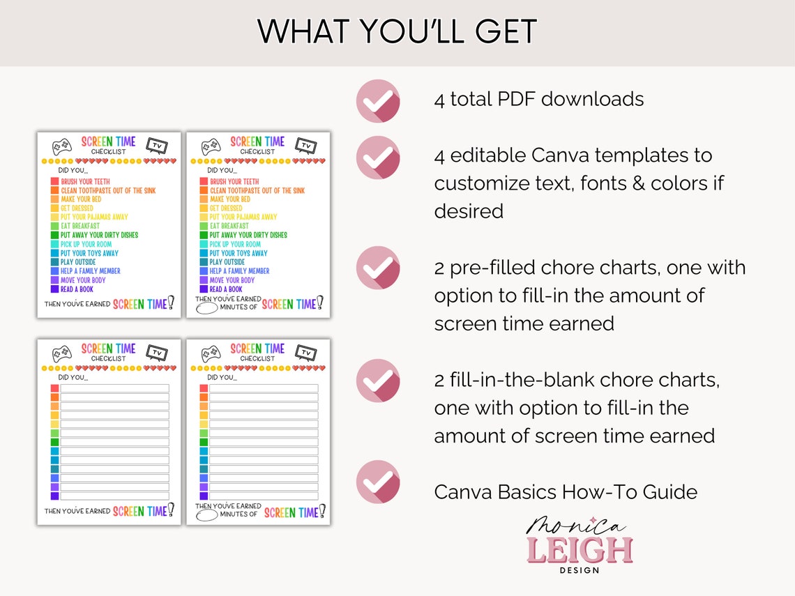 Summer Screen Time Checklist Summer Chore Chart for Kids Daily Routine ...