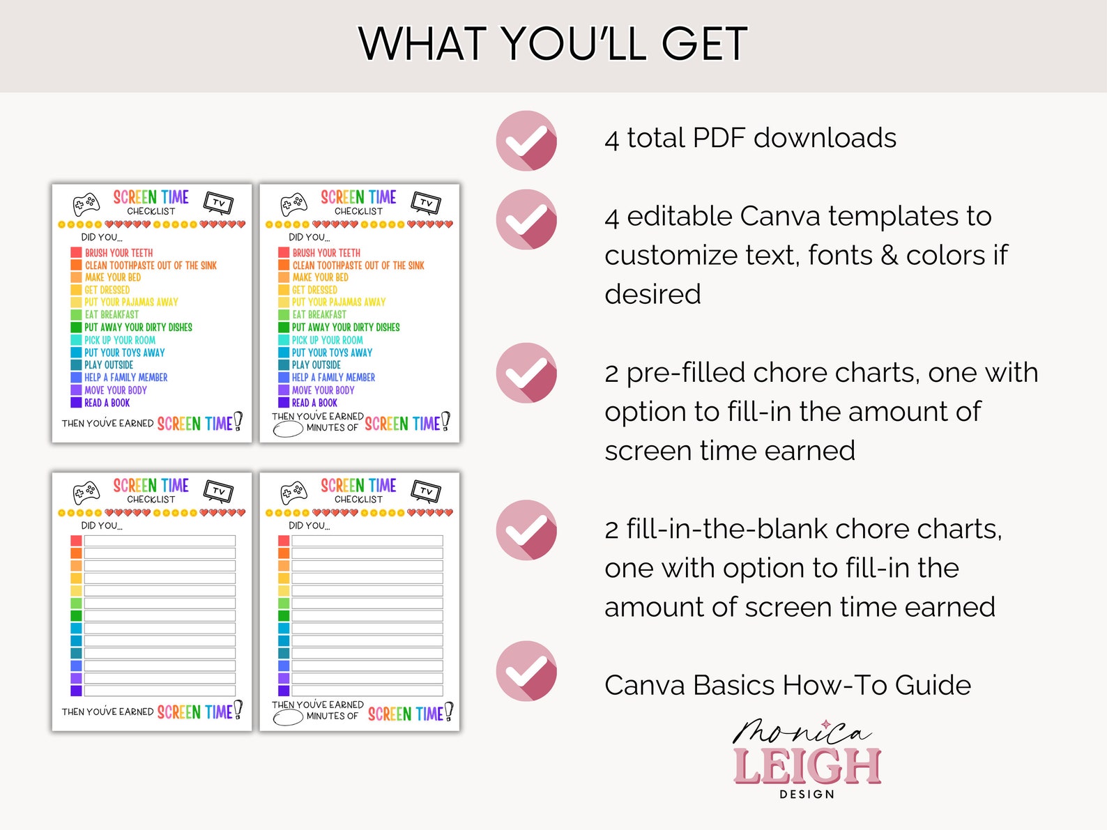 Summer Screen Time Checklist Summer Chore Chart for Kids Daily Routine ...