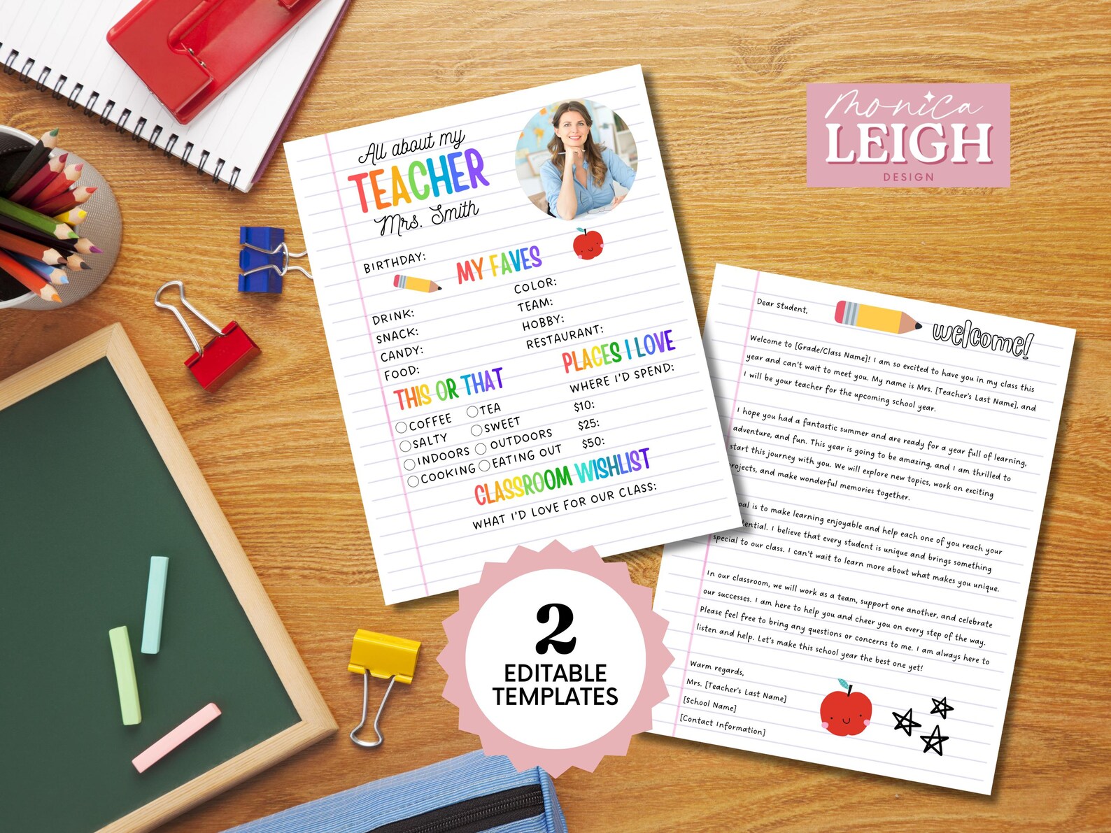 All About My Teacher Favorites Survey First Day of School Welcome ...