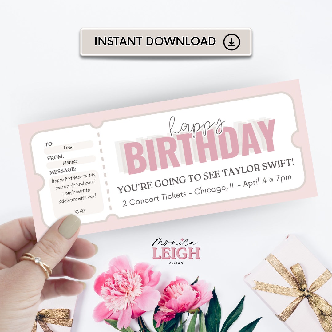 Birthday Gift Coupon Template Printable Gift Certificate Digital ...