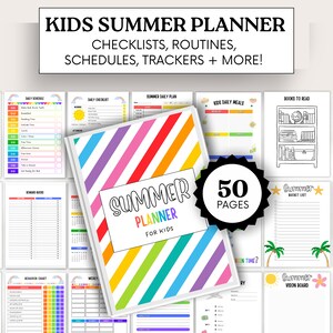 Kids Summer Planner Activity Book Bundle 2025 Summer Bucket List Summer ...