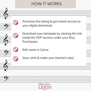 Music Teacher Gift Tag Teacher Appreciation Printable Thank You Note ...