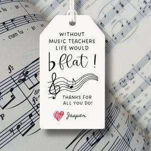 Piano Teacher Thank You Tag Music Teacher Appreciation Gift Tag ...