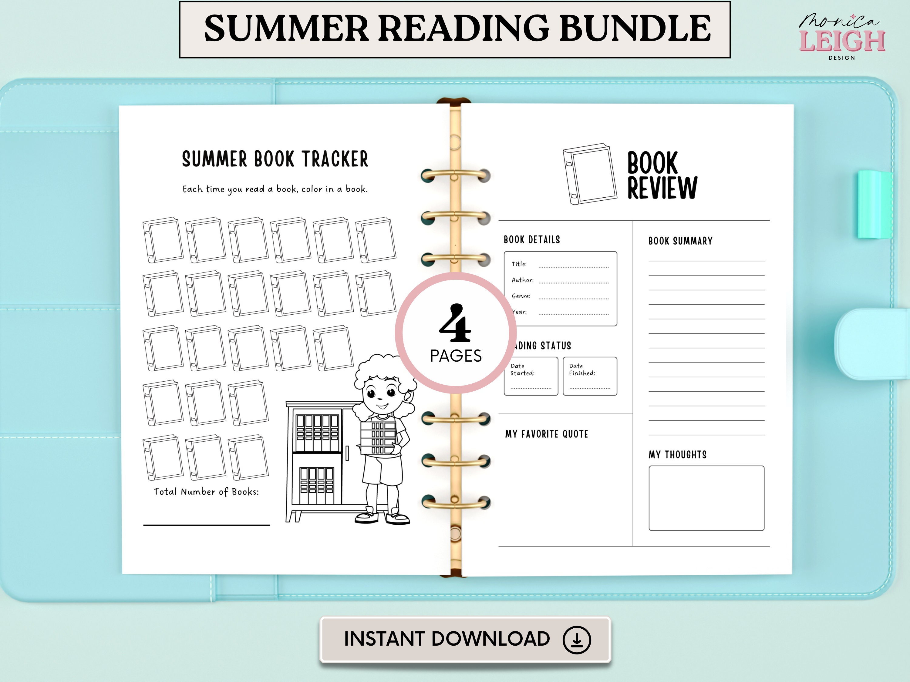 Summer Reading Planner Bundle | Kids Reading Log | Kids Book Tracker ...
