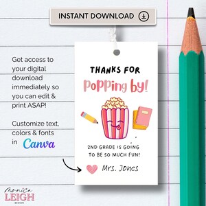 Open House Teacher Gift Thanks for Popping by Welcome Back to School ...