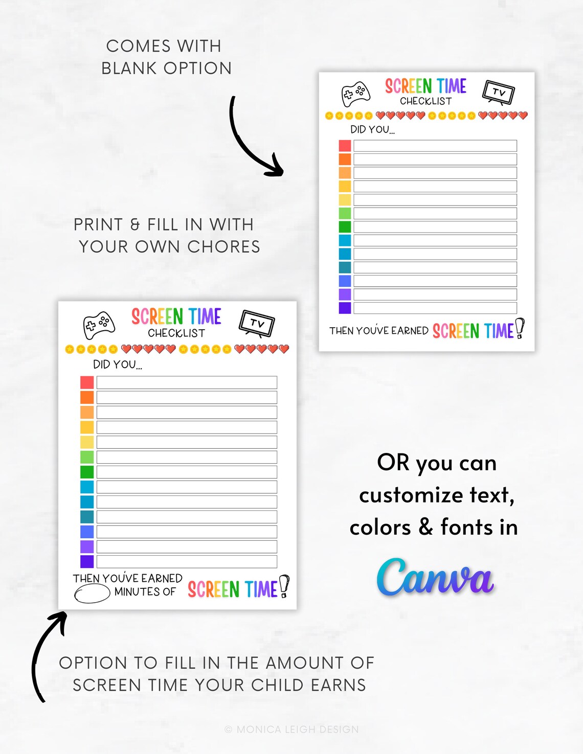 Summer Screen Time Checklist Summer Chore Chart for Kids Daily Routine ...