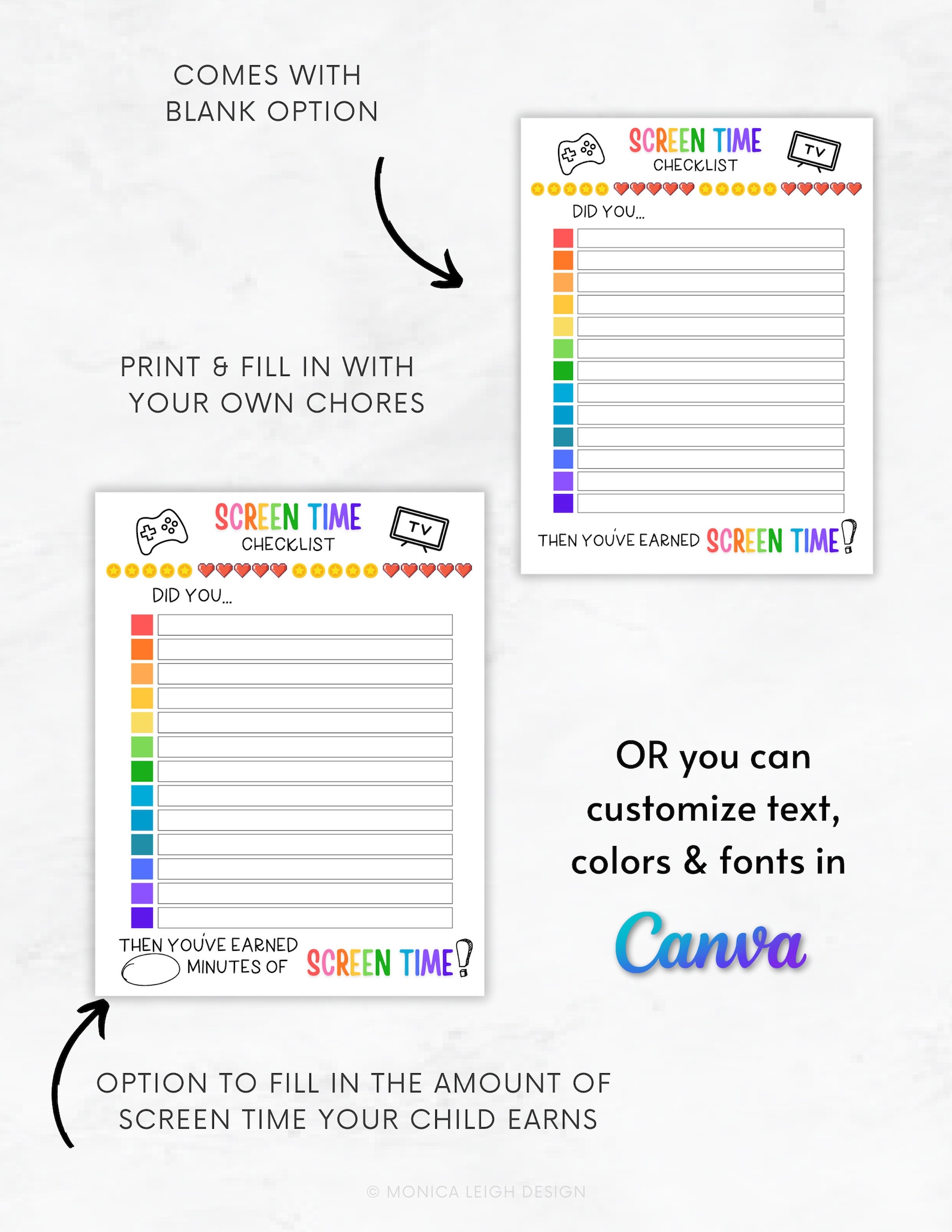Summer Screen Time Checklist Summer Chore Chart for Kids Daily Routine ...