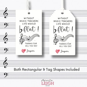 Piano Teacher Thank You Tag Music Teacher Appreciation Gift Tag ...