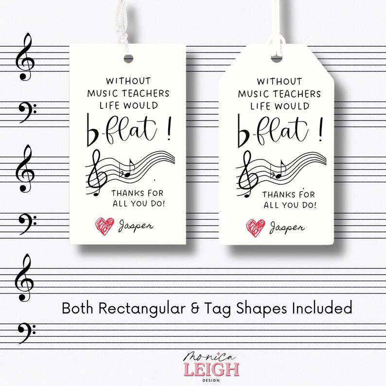 Piano Teacher Thank You Tag Music Teacher Appreciation Gift Tag ...