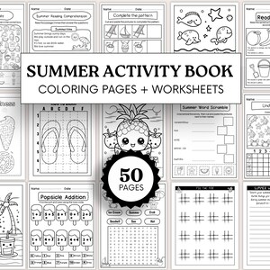 Kids Summer Activity Book Coloring Page Activity Pack Kids Worksheets ...