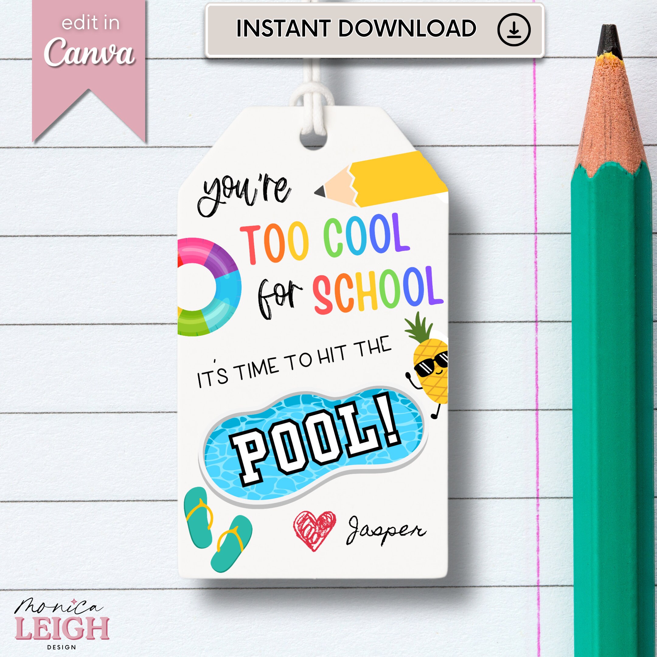 Last Day of School Summer Gift Tag Beach Towel for Teacher Thank You ...