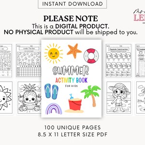 Kids Summer Activity Book Coloring Page Activity Pack Kids Worksheets ...