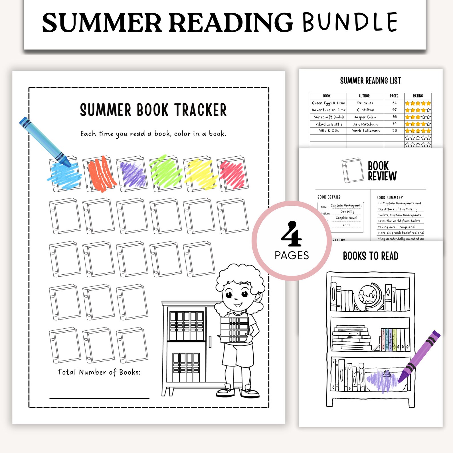 Kids Summer Reading Coloring Chart Printable Reading Log Kids Summer ...
