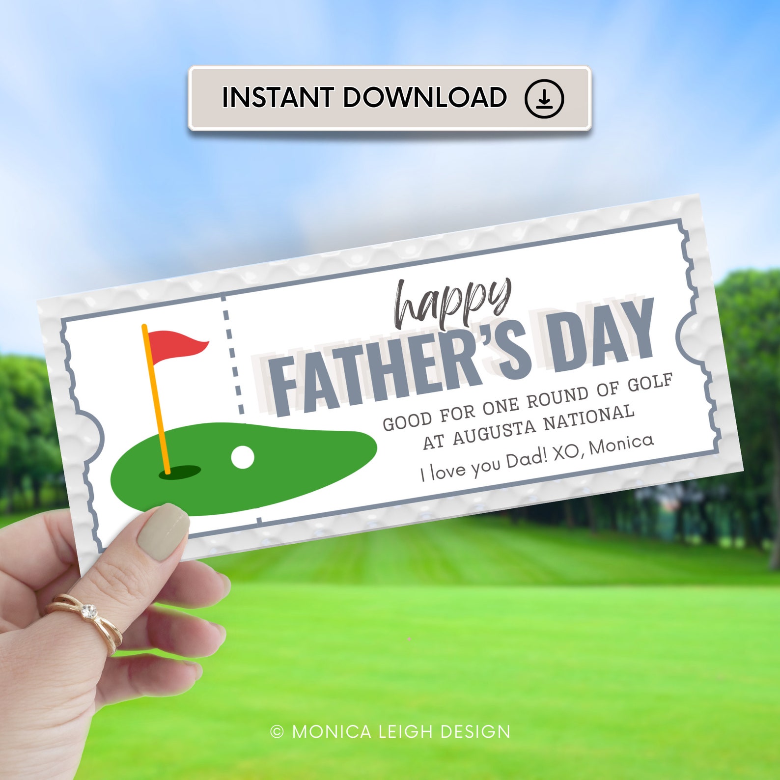 Golf Gift Certificate Father's Day Gift Idea Golf Gift Card for Dad ...