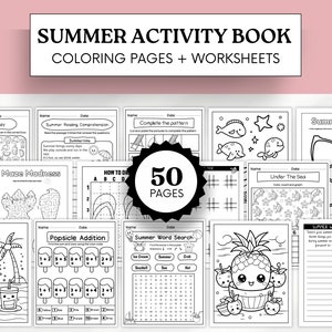 Kids Summer Activity Book Coloring Page Activity Pack Kids Worksheets ...