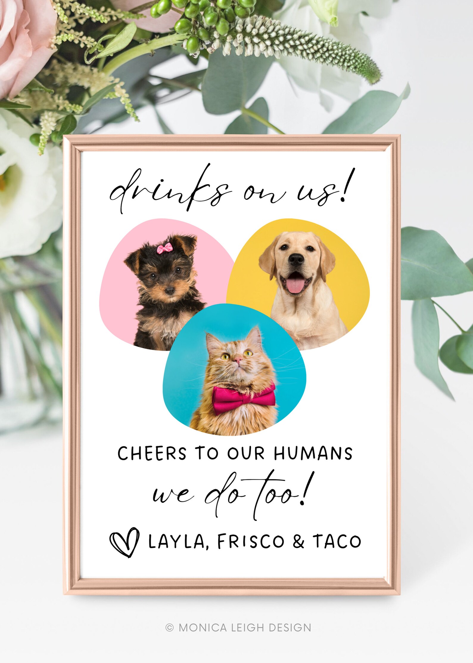We Do Too Multiple Pet Open Bar Sign Custom 3 Pet Wedding Sign Drinks ...
