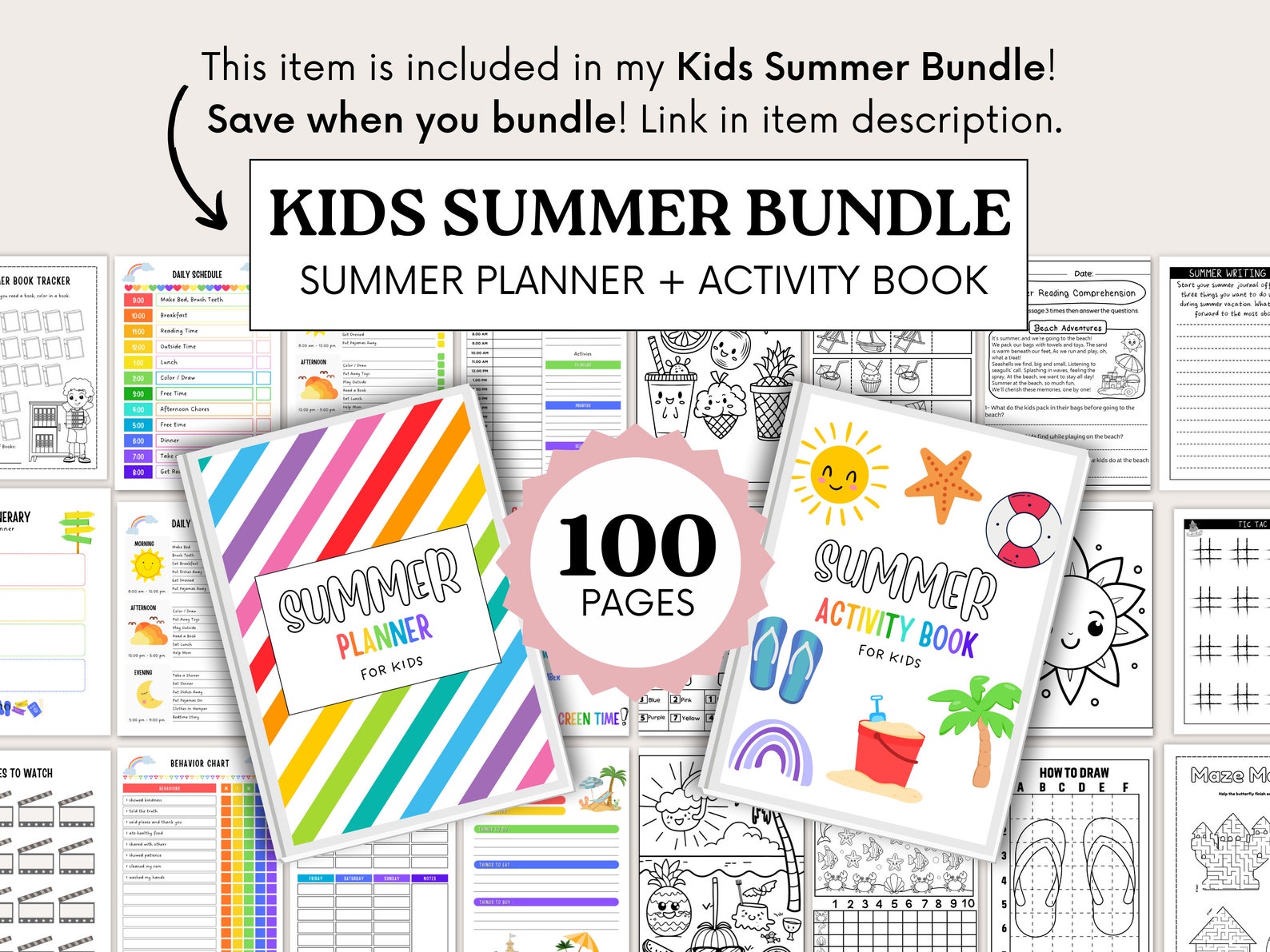 Summer Screen Time Checklist Summer Chore Chart for Kids Daily Routine ...