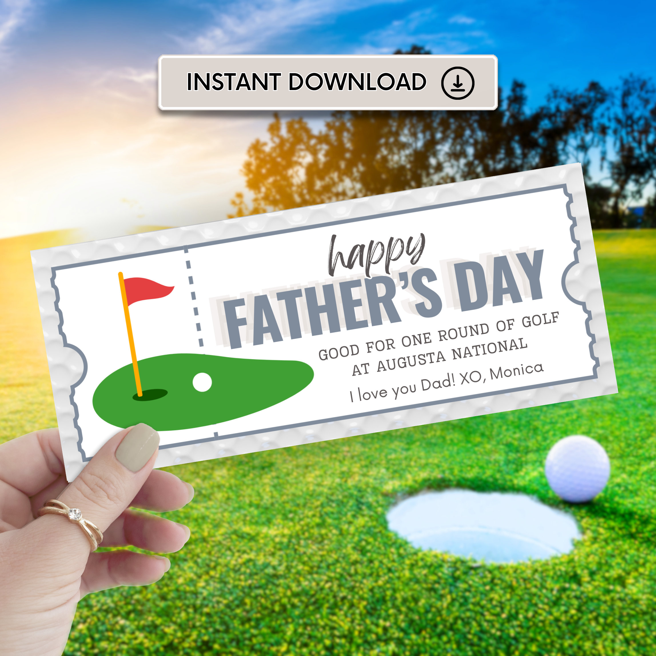 Golf Gift Certificate Father's Day Gift Idea Golf Gift Card for Dad ...