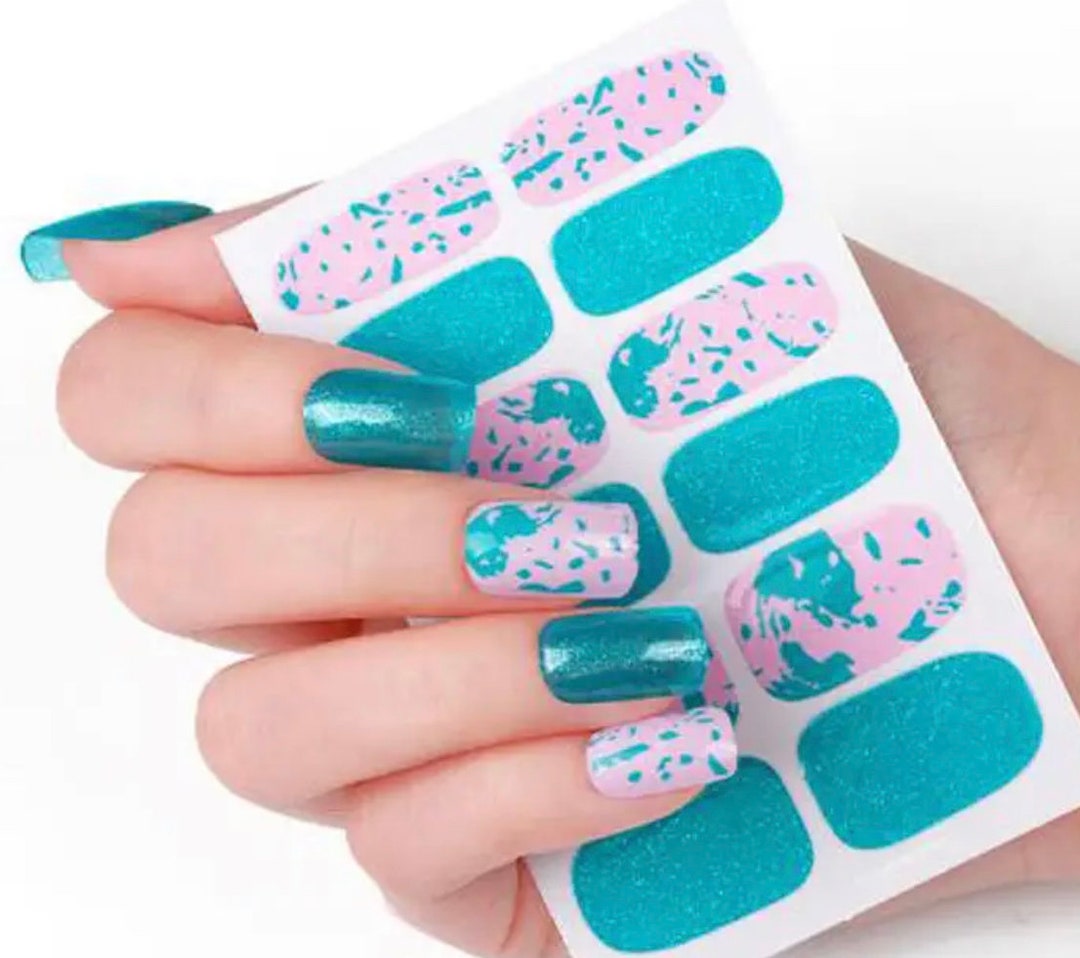 Blue 90s Party Nostalgia Nail Wrap Polish Self Adhesive - Etsy