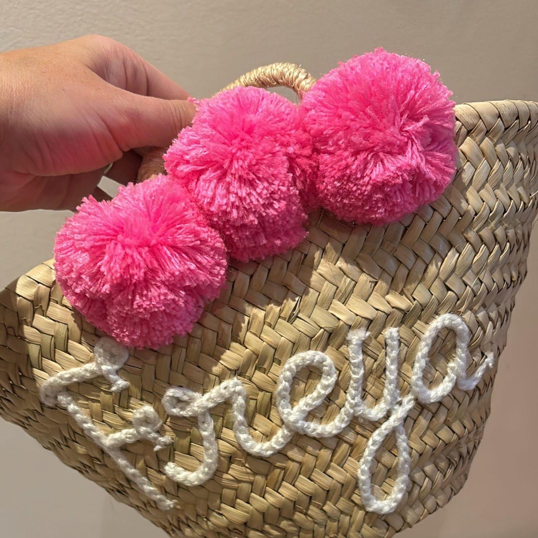 Personalized Straw Bag With Name, Custom Baby Shower Gift, Handwoven ...