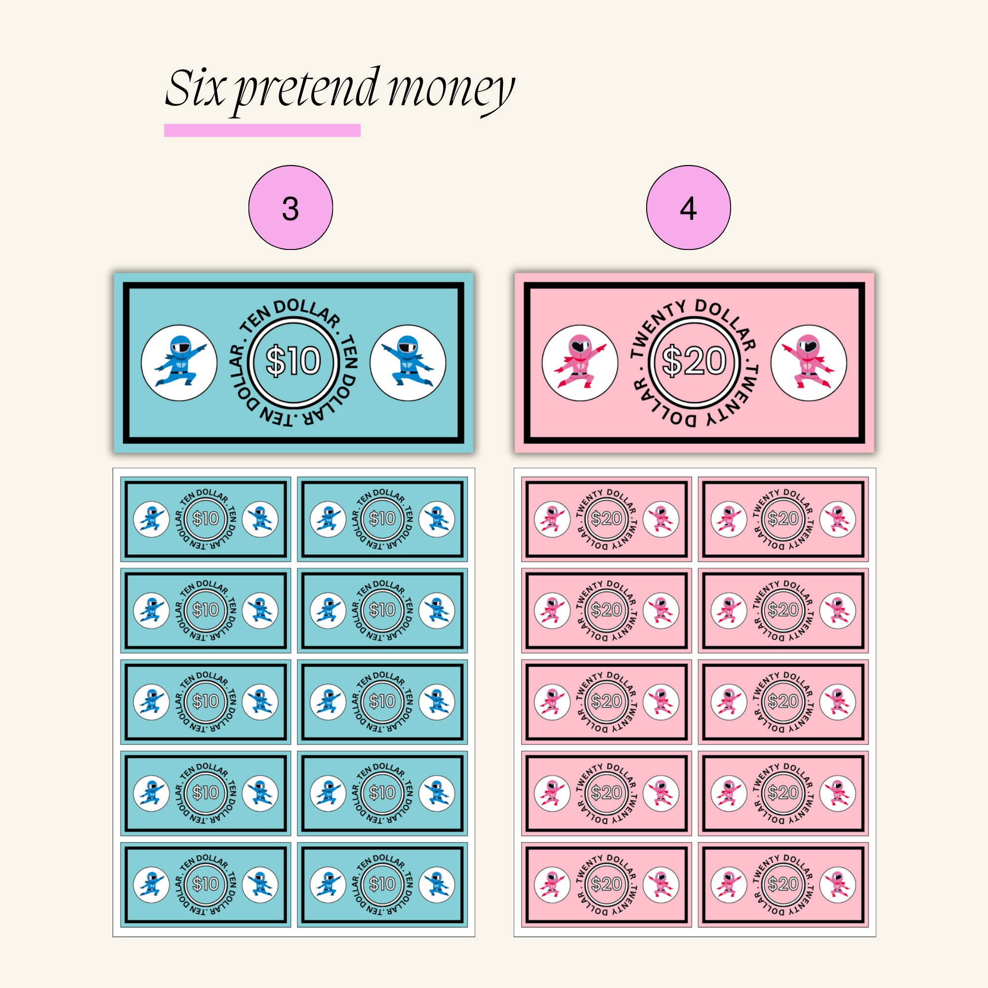 Printable Superhero Power Pretend Money Set for Kid Children Reward ...