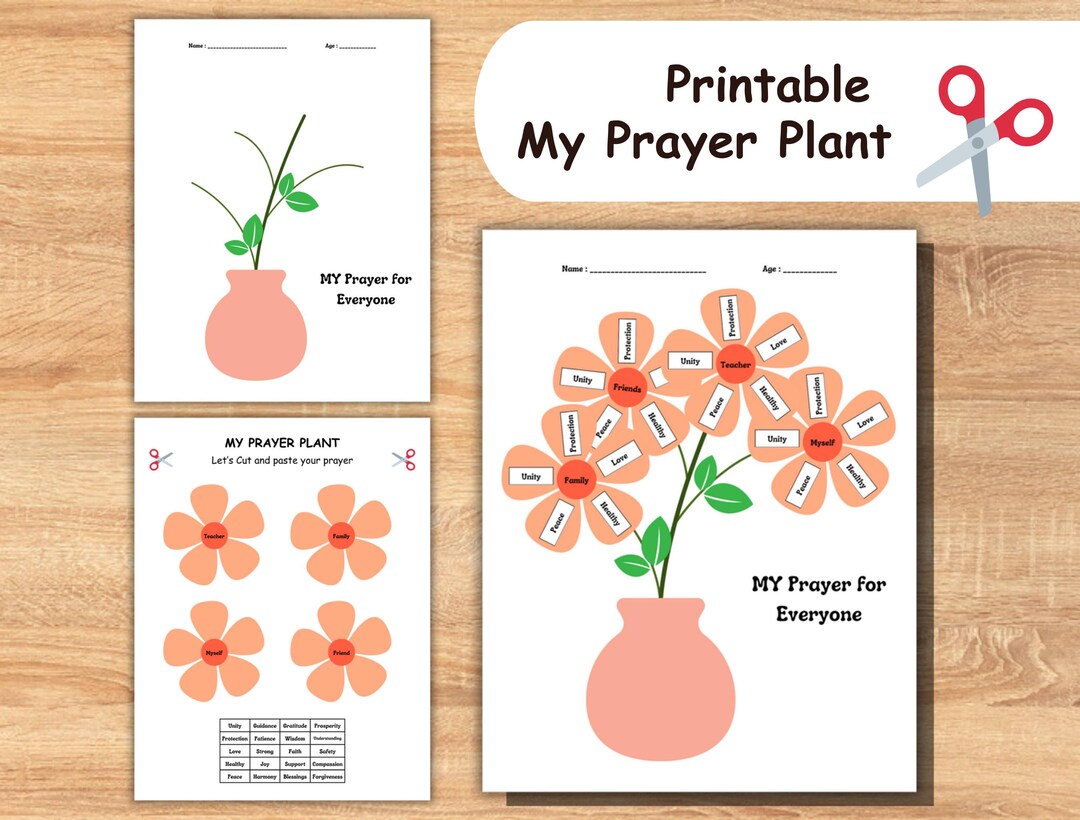 Printable Prayer Flower Cut and Paste for Kids Children Pretend Play ...