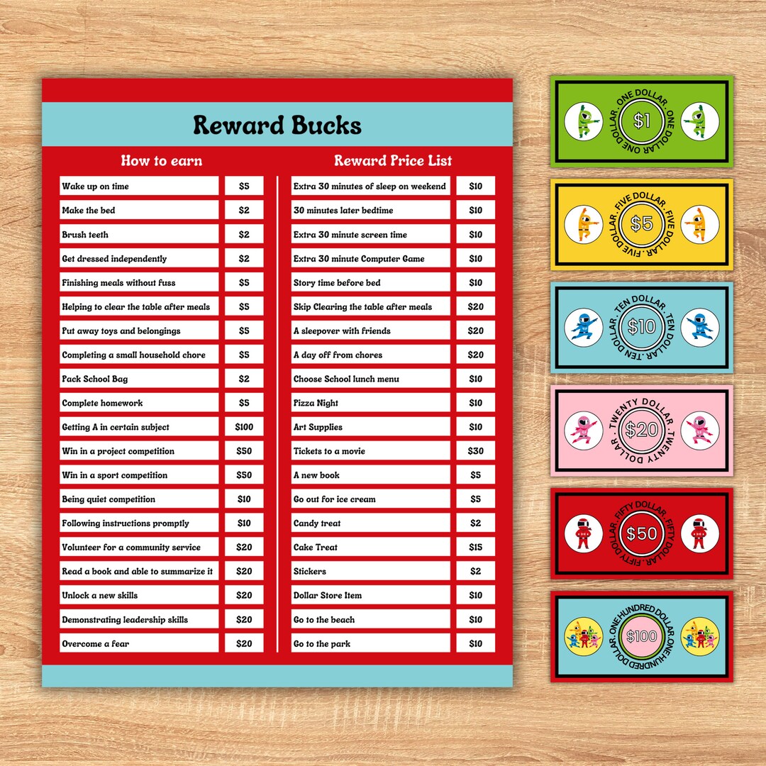 Printable Superhero Power Pretend Money Set for Kid Children Reward ...