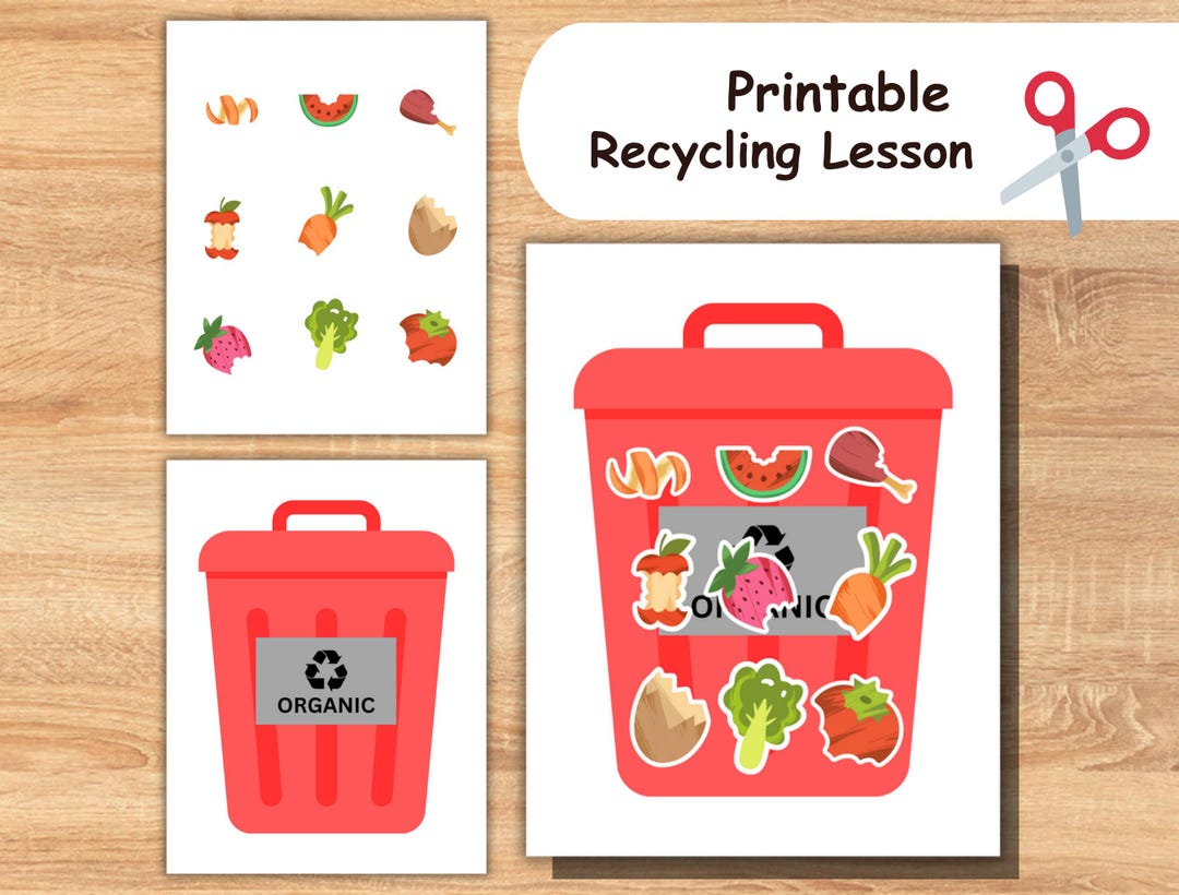 Printable Recycling Lesson Cut and Paste for Kids Children Playful ...