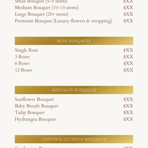 Florist Price List Template Canva, Instagram Post Price List, Flower ...