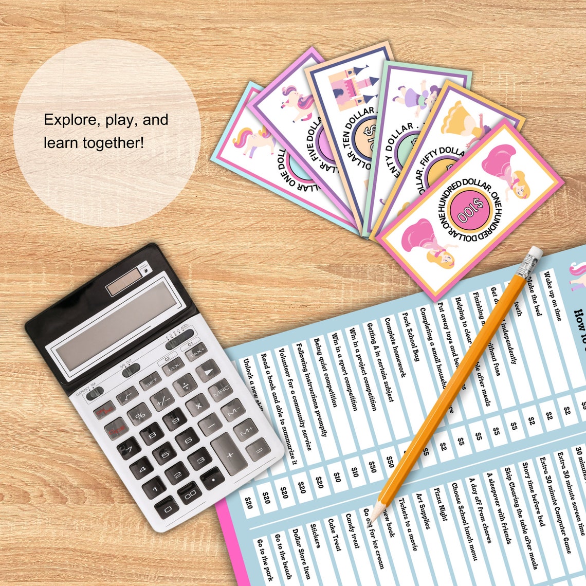 Printable Cute Princess Pretend Money Set for Kids Children Reward ...