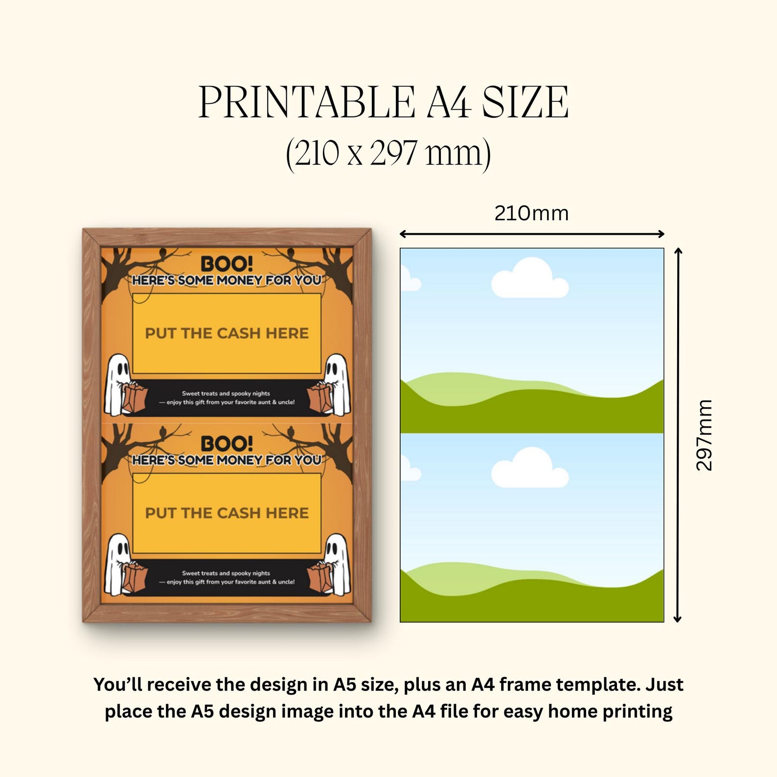 Halloween Money Gift Template A5 | Orange Printable Dollar Cash Holder ...