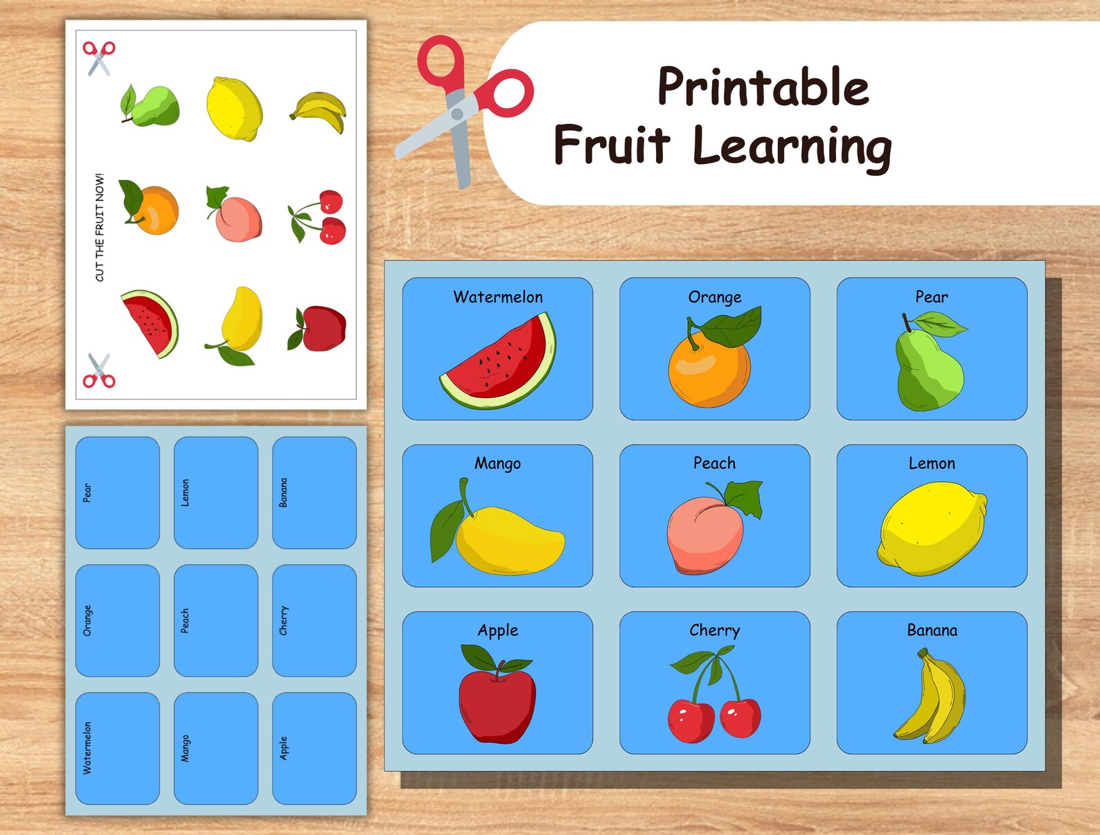 Printable Fruit Cut and Paste for Kids Children Pretend Play ...