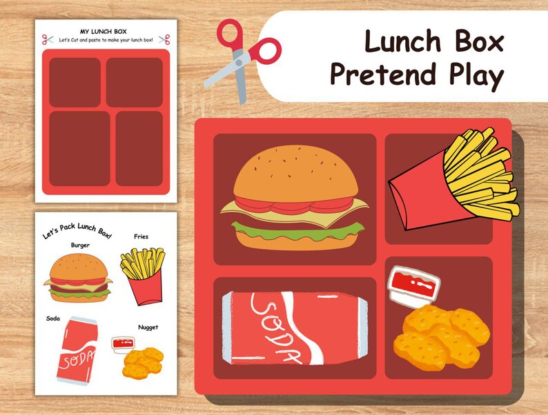 Printable Food Burger Pretend Play Lunch Box for Kids Children ...