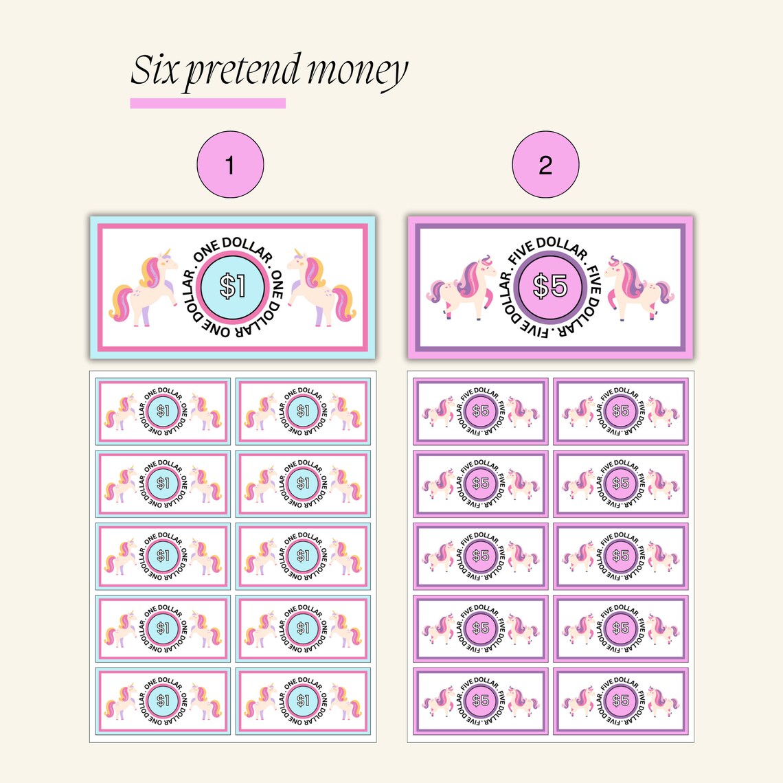 Printable Cute Princess Pretend Money Set for Kids Children Reward ...