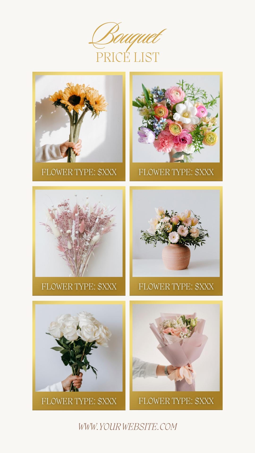 Florist Price List Template Canva, Instagram Post Price List, Flower ...