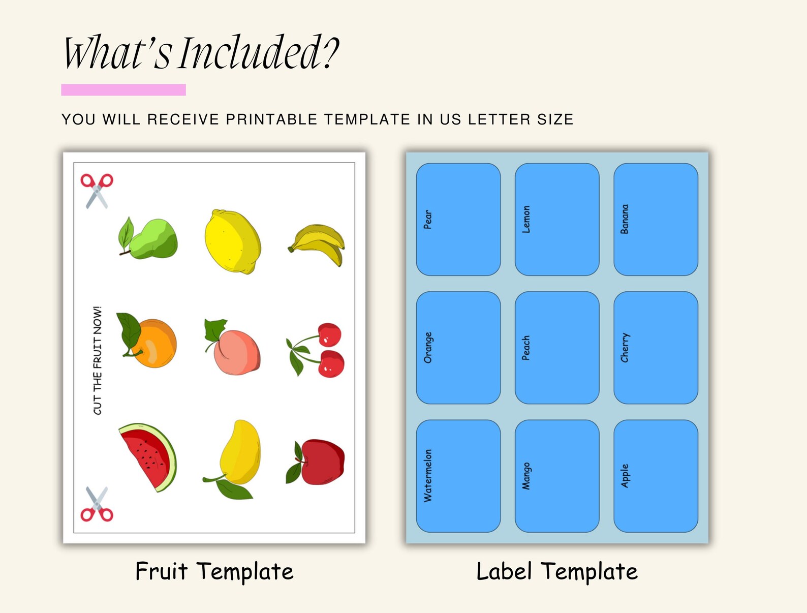 Printable Fruit Cut and Paste for Kids Children Pretend Play ...