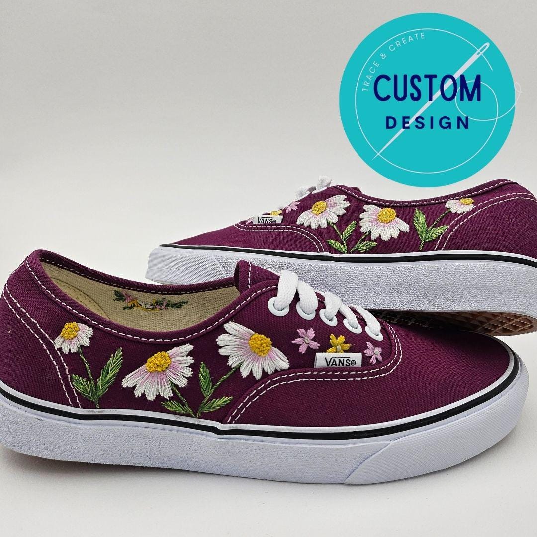 Hand Embroidered Floral Vans: Custom Wedding Trainers - Etsy Australia