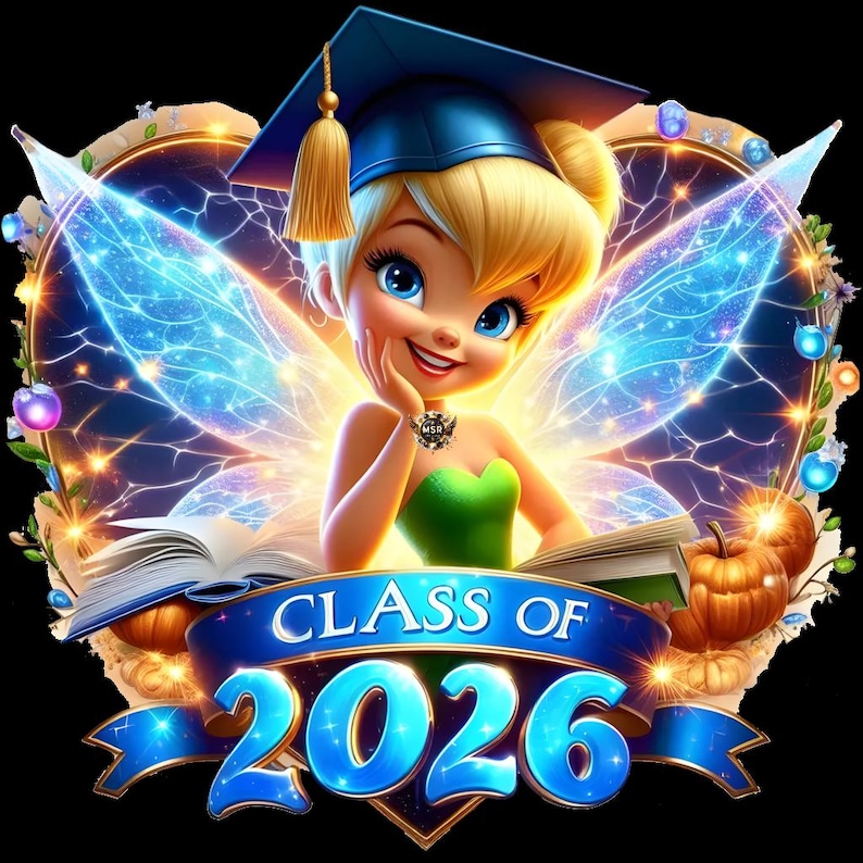 Tinkerbell Class of 2026 PNG Bundle: Graduation Design Clipart (digital ...