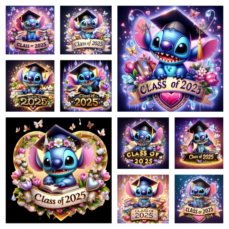 Stitch Class of 2025 (50 PNG) Graduation Design Senior With Blank Space ...