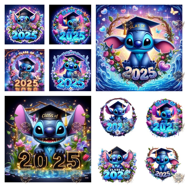 Stitch Class of 2025 (55 PNG) Graduation Design Senior With Blank Space ...