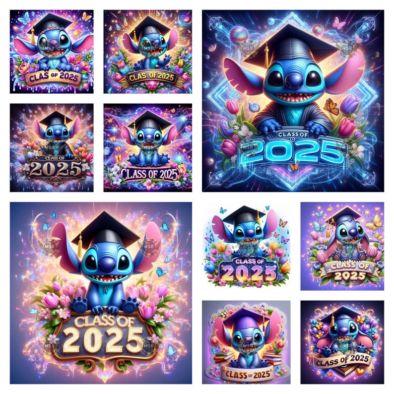 Stitch Class of 2025 (50 PNG) Graduation Design Senior With Blank Space ...