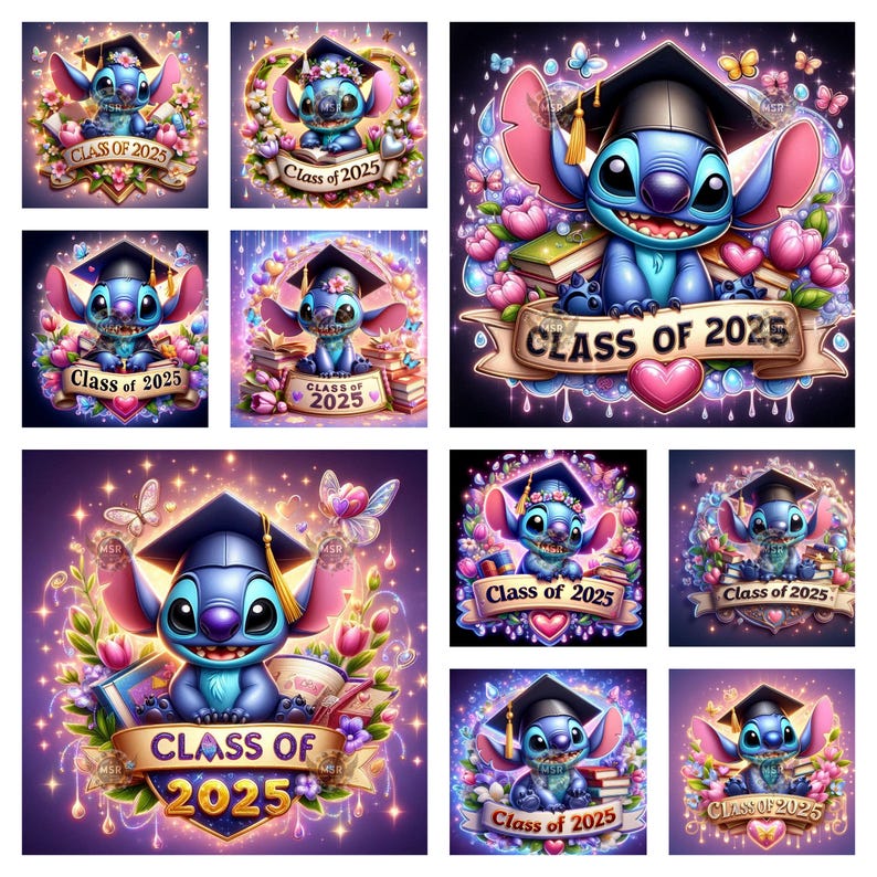 Stitch Class of 2025 (50 PNG) Graduation Design Senior With Blank Space ...