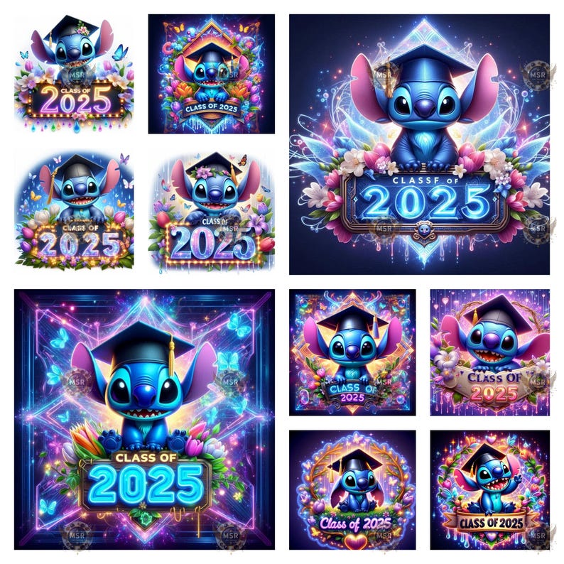 Stitch Class of 2025 (50 PNG) Graduation Design Senior With Blank Space ...