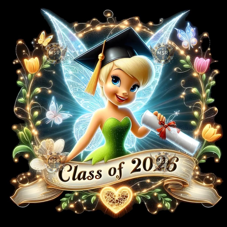 Tinkerbell Class of 2026 PNG Bundle: Graduation Design Clipart (digital ...