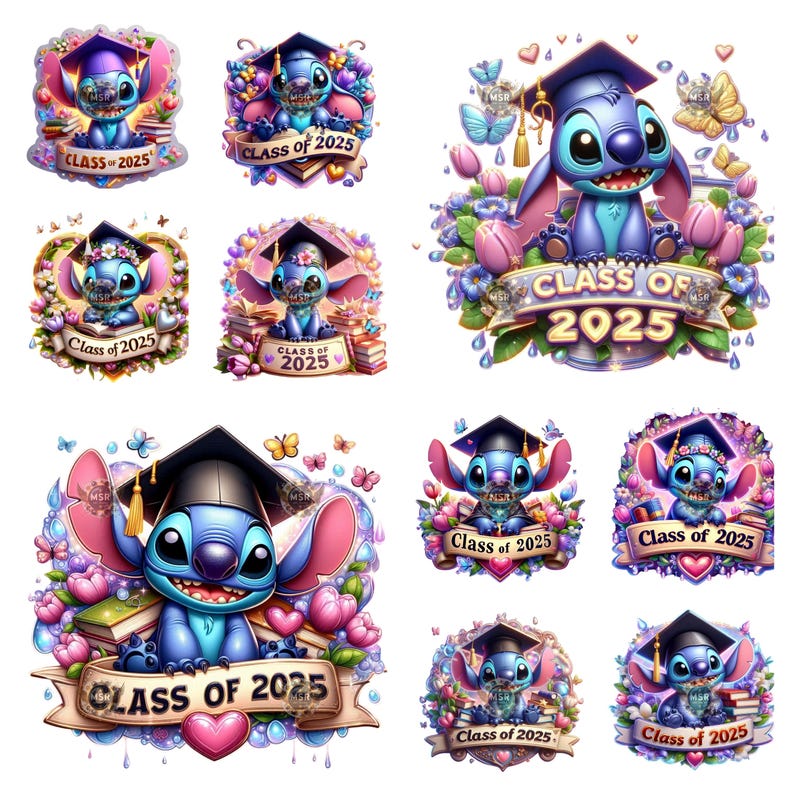 Stitch Class of 2025 (55 PNG) Graduation Design Senior With Blank Space ...