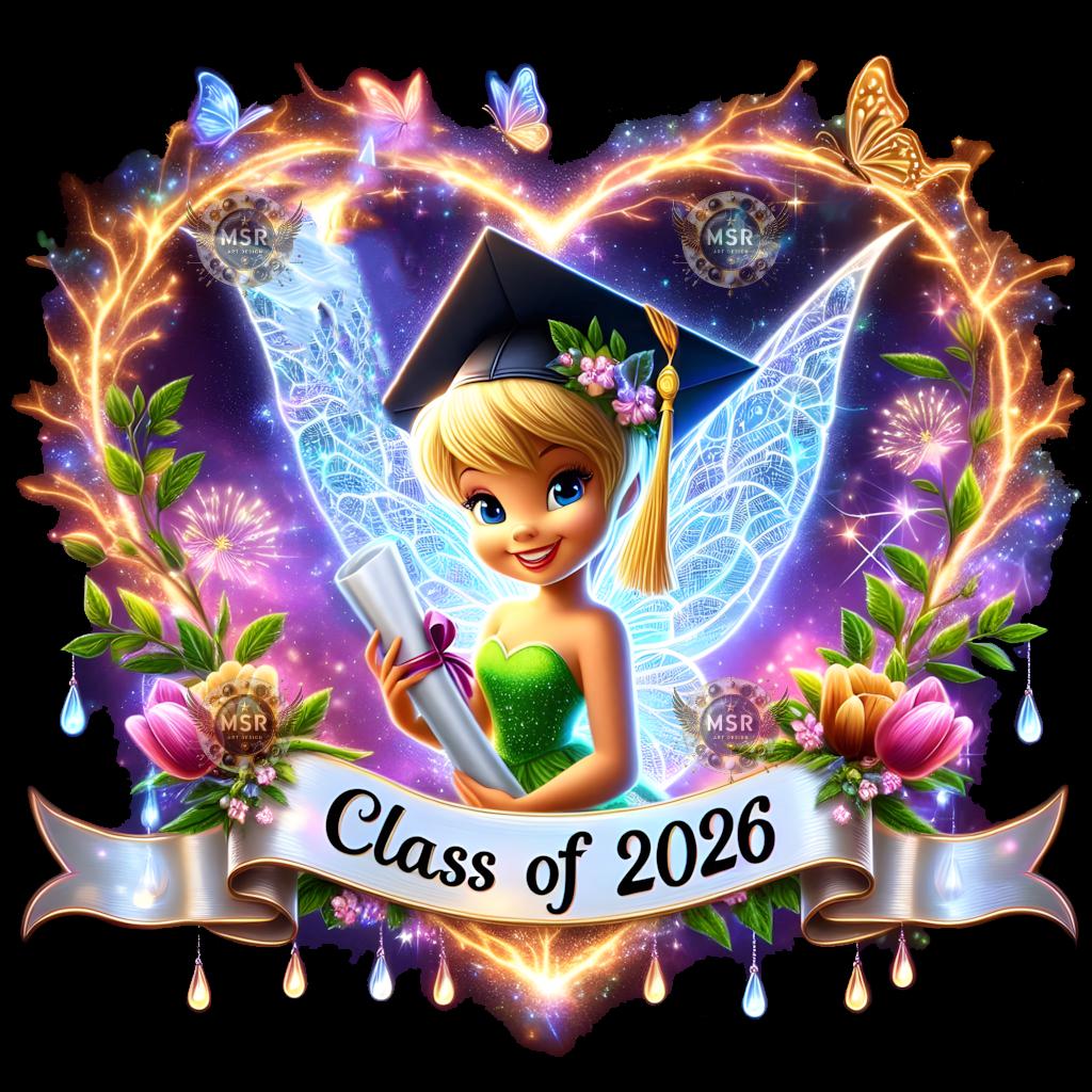 Tinkerbell Class of 2026 PNG Bundle: Graduation Design Clipart (digital ...