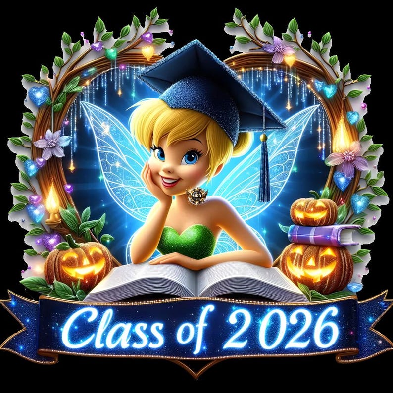 Tinkerbell Class of 2026 PNG Bundle: Graduation Design Clipart (digital ...