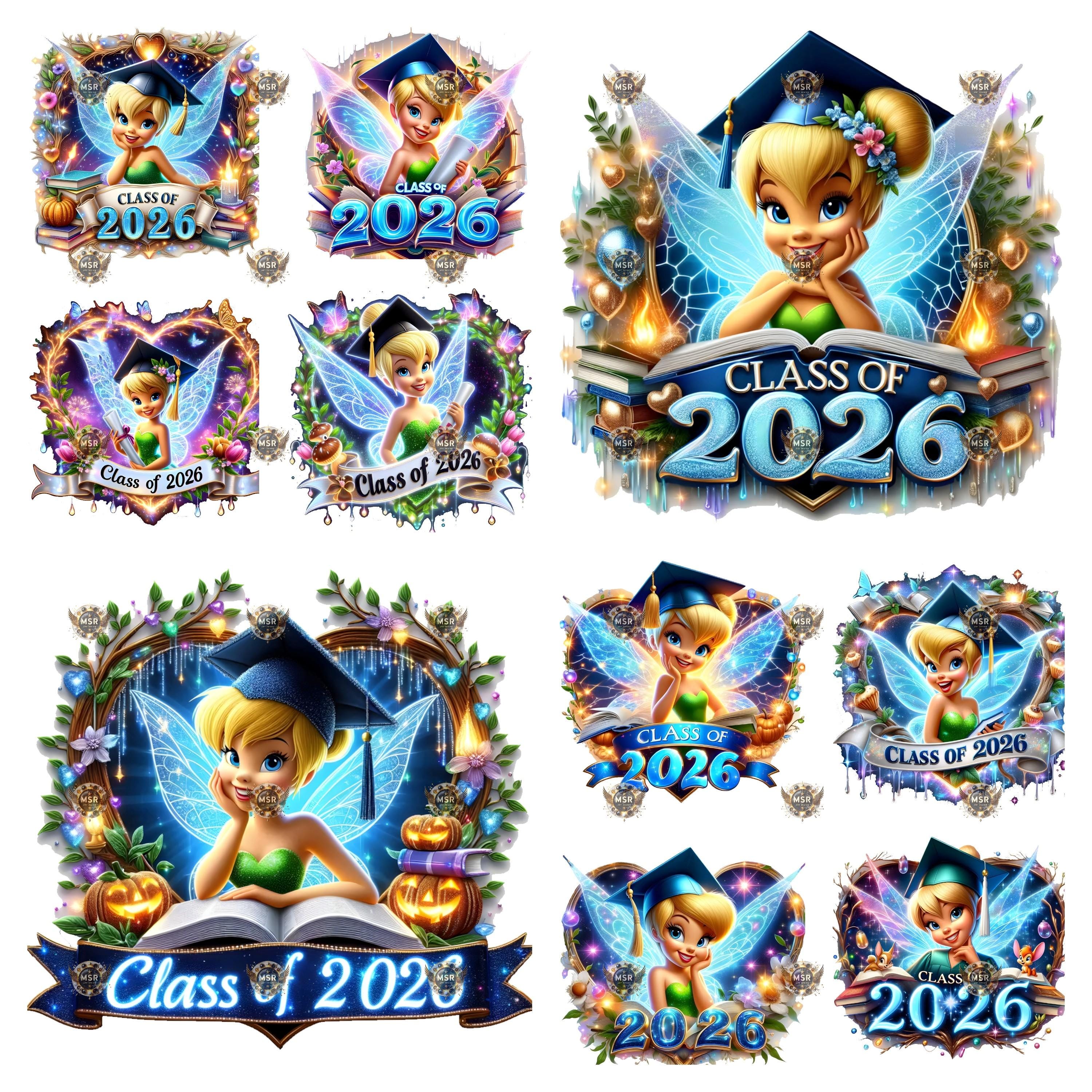 Tinkerbell Class of 2026 PNG Bundle: Graduation Design Clipart (digital ...